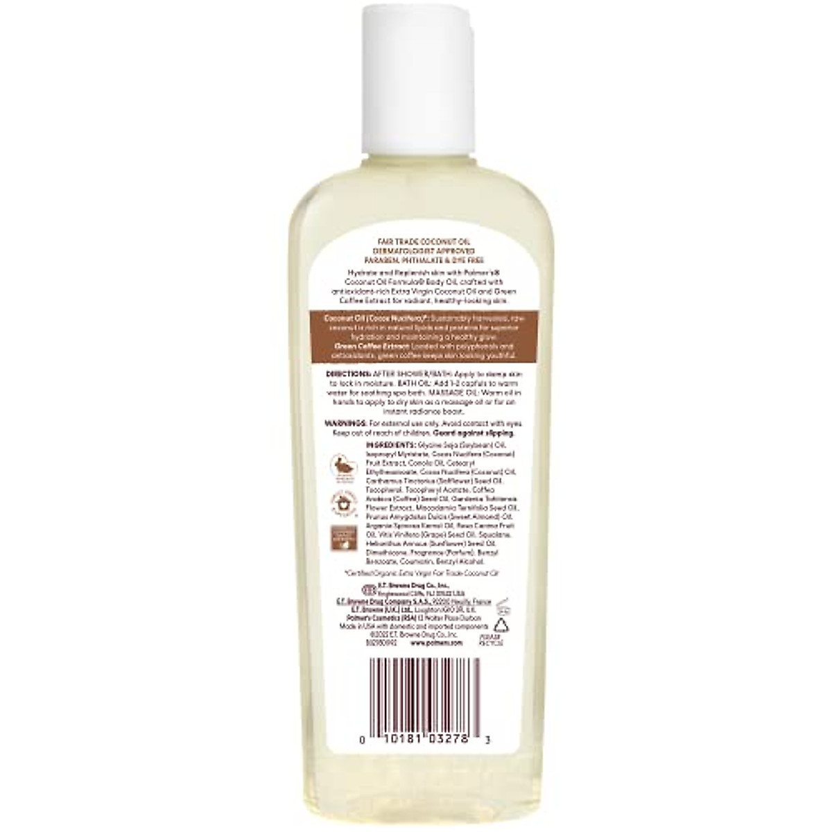 Palmer's Coconut Oil Formula Body Oil, Body Moisturizer with Green Coffee Extract, Bath Oil for Dry Skin, 8.5 Ounces (Pour Cap)