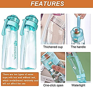 NEWNAN Fruit Fragrance Water Bottle, New Portable Scent Water Cup Flavor Pods for Airs Up, Sports Water Cup Suitable for Outdoor Birthday Gift(500ml purple+7 Rings)