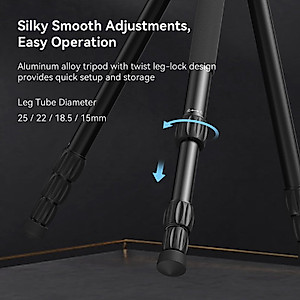 SmallRig CT190 Professional Video Tripod, 72" Camera Tripod with Leveling Base, Monopod Conversion, Video Tripod for Travel, Video and Vlogging, with Carry Bag, Load up to 8.8 lbs/4 kg - 4319