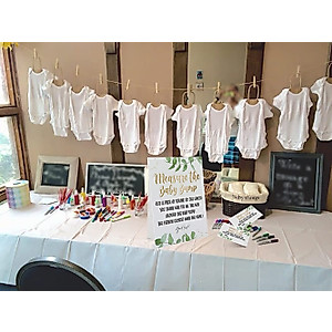 How Big is Mommys Belly Game, Measure Mommy's Belly Sign(Sign 8x10 Inch), Leafy Theme Baby Shower Games, Baby Showers Decorations, 1 Standing Sign + 50 Guessing Cards(bump09)