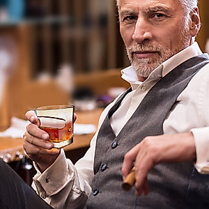 Kollea Gifts for Men Who Have Everything, 15 Oz Premium Whiskey Cigar Glass with Rest Holder, Old Fashioned Whiskey Glass, Cool Christmas Birthday Gifts for Dad, Brother, Retirement Party Accessories