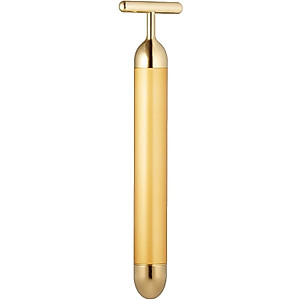 Angel Kiss Beauty Bar Energy Face Massager - 24k Golden T-Shape Pulse Electric Vibration Facial Self Skin Care Tool - Birthday Valentines Day Christmas Gifts for Her, Mom