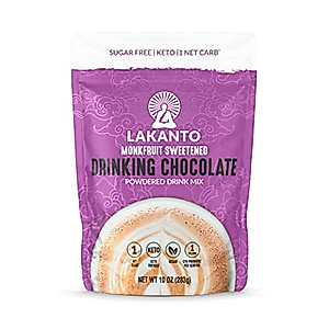 Lakanto Sugar Free Drinking Chocolate - Cold or Hot Cocoa Powder Mix, Shelf Stable Probiotics, Monk Fruit Sweetener, Keto Diet Friendly, Vegan, Dutch Cocoa, Gourmet Taste (Original - 10 oz)