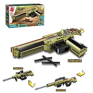 QMAN Building Block Gun, 3-in-1 Simulation Blaster Building Blocks with Bullets Military Weapon Building Set Model for Kids,202 PCS