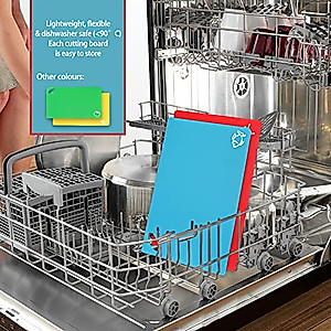 Toplive Plastic Cutting Board Mats,4 Pack Flexible BPA Free Non-Slip Dishwasher Safe Colored Cutting Board Mats with Food Icons