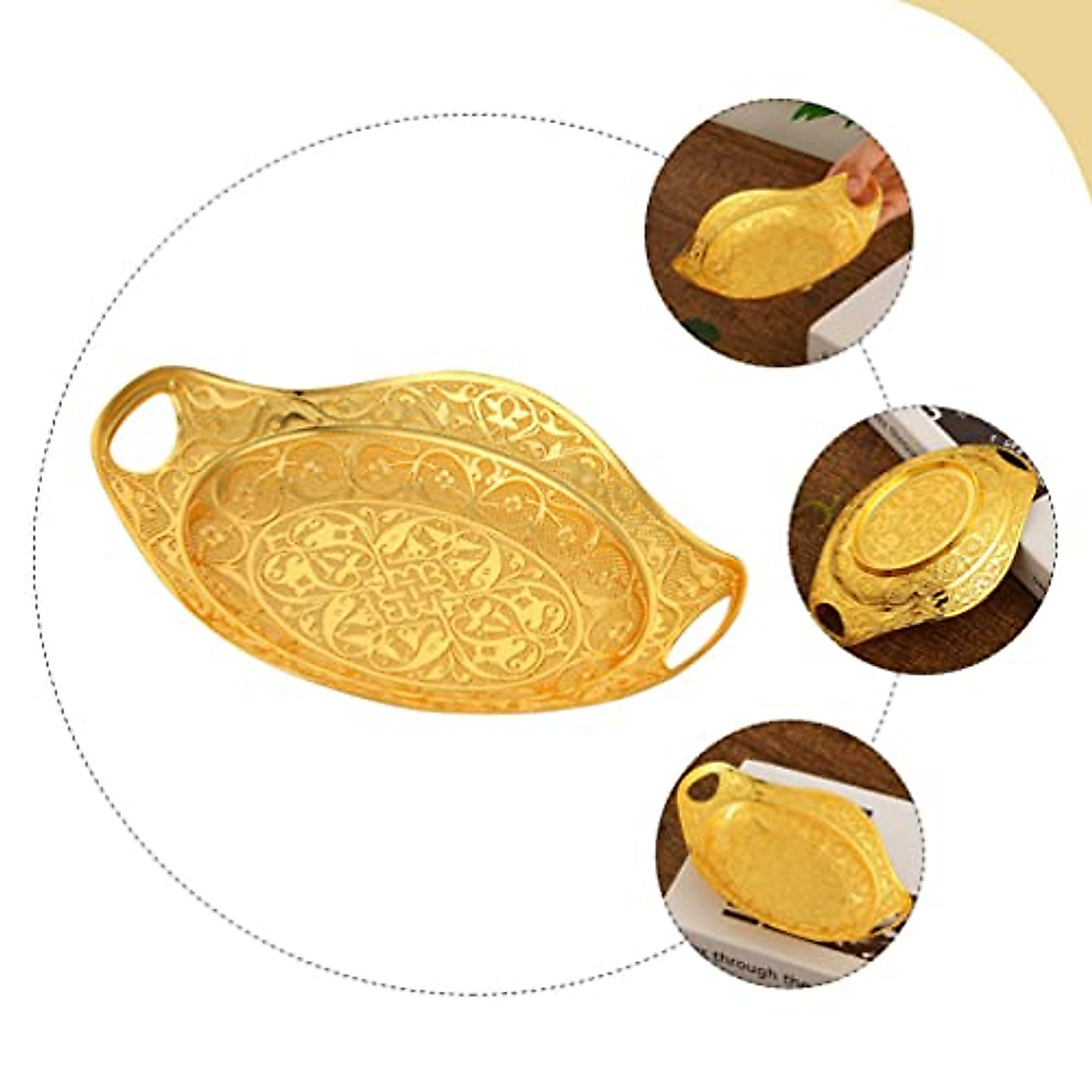 Didiseaon Decorative Metal Serving Tray Golden Snack Plate Fruit Tray European-Style Decorative Tray for Weddings, Upscale Parties, Dessert Table, Cupcake Display