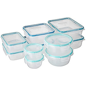 Snapware Total Solution 20-Pc Plastic Food Storage Containers Set, 8.5-Cup, 5.5-Cup, 4-Cup, 3-Cup, and 1.2-Cup Meal Prep Containers, BPA-Free Lids with Locking Tabs
