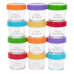 Bundle - 2 Items: WeeSprout 4 oz Glass Baby Food Jars and Small Baby Food Freezer Tray