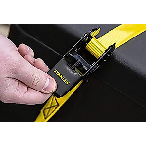 STANLEY S9500 Black/Yellow 1" x 10' Ratchet Straps - Light Cargo Hauling (900 lb Break Strength), 4 Pack