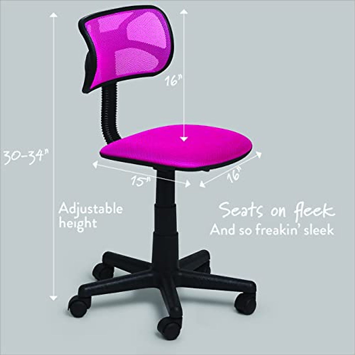 Urban Shop Swivel Mesh Task Chair, Pink