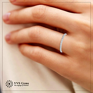 Certified Half Eternity Wedding Ring Studded with 0.2 Cttw Round Natural Diamond in 18K White/Yellow/Rose Gold for Women on Her Anniversary Celebration | Bridal Ring For Women (IJ-SI)