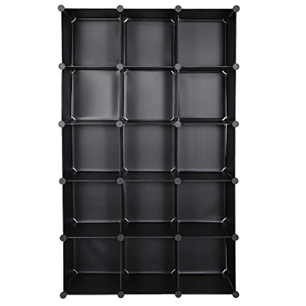 ZENY Cube Storage Organizer, 16-Cube Closet Organizer Storage Shelves, Modular Bookcase, DIY Plastic Modular Closet Cabinet, Book Shelf for Bedroom Living Room Office, Black