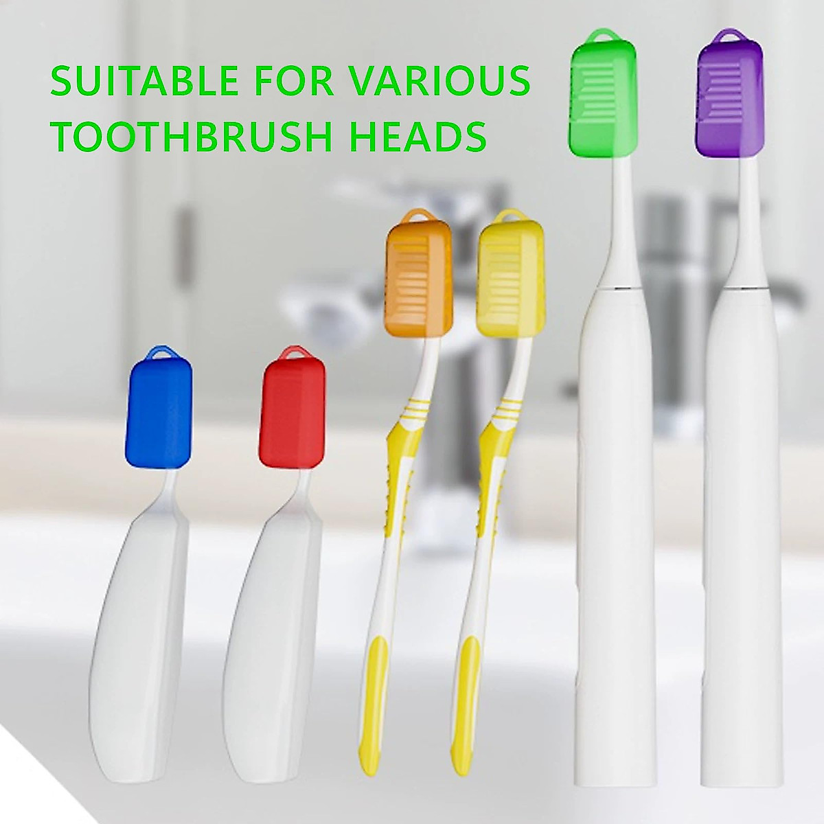 Lapfoon 8 Packs Toothbrush Covers, Silicone Toothbrush Covers Caps for Electric Toothbrush Replacement Head & Manual Toothbrush, Toothbrush Travel Essentials
