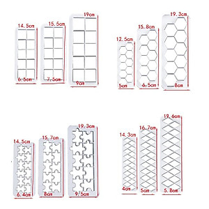 Hexagon Cookie Cutter-Square Fondant Cutters-Puzzle Fondant Cutters,Cake Mold Rhombus Fondant Cutters,Geometric Biscuit Cutters Football Fondant Impression Mat Cake Border Decorating Tool