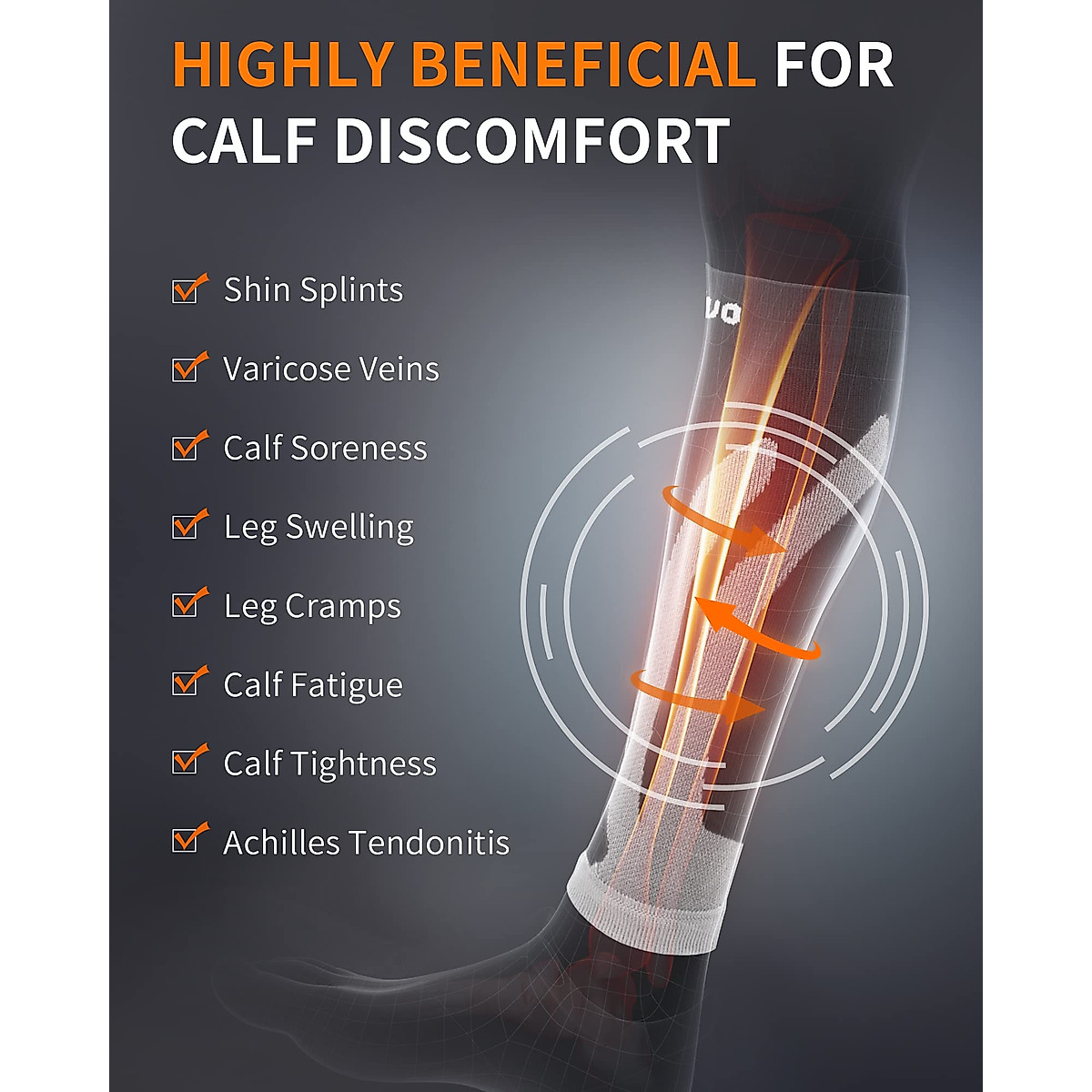 CAMBIVO 3 Pairs Calf Compression Sleeve for Women Men, Leg Support for Shin Splints, Varicose Vein(Black, Small-Medium)