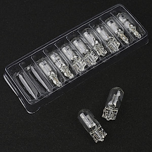 Diximus Landscape Light Bulbs 5W - Krypton 12V T3-1/4 Small Light Bulb Low Voltage Wedge Base Bulbs W5W for Landscape, RV and Cabinet Lighting T10 Clear Bulbs - 10 Pack