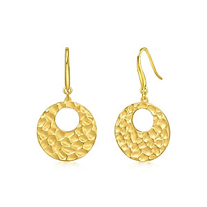 CHOW SANG SANG Dazzling Mirror Gold 999 24K Solid Gold Price-by-Weight Gold Round Plate, Circle Drop Earrings for Women 93677E (Approx. 0.22tael (~8.23g))