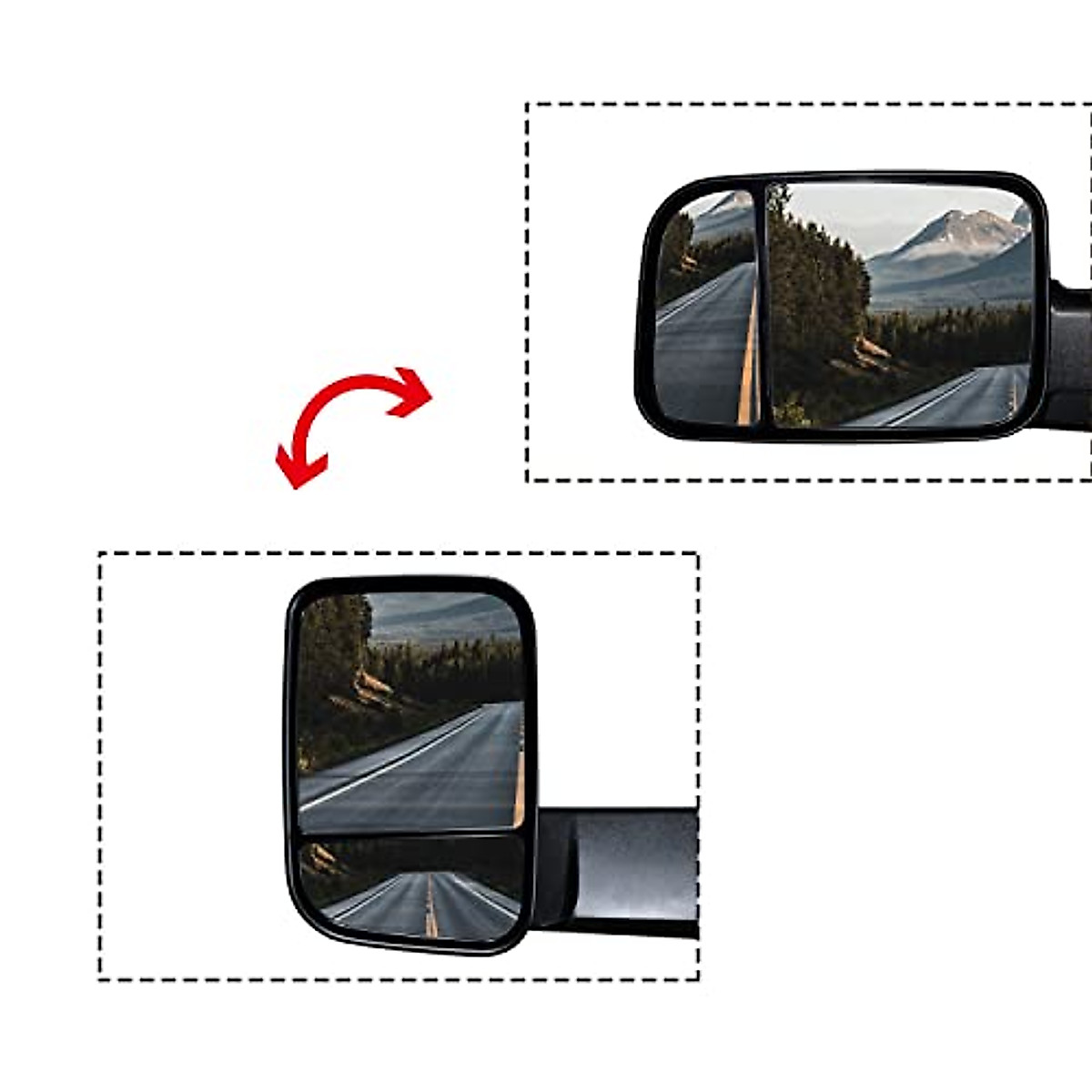 AERDM New Pair Towing Mirrors Black Housing Compatible with View Mirrors 94-01 Dodge Ram 1500, 94-02 Ram 2500 3500 Truck Manual Adjusted Side Set Left+Right
