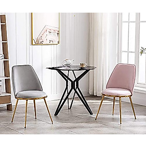 Artechworks Velvet Modern Upholstered Dinning Chair with Golden Metal Base Legs Accent Leisure Lounge Mid-Century Chair for Living Dining Room Bedroom, Grey