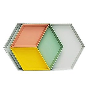 MCleanPin Trinket Dish, Unbreakable Geometric Vanity Tray,Jewelry Tray, Key Bowl,Ring Dish, Decorative Tray, Food serving tray,(4Pack,4colors) Perfect Gifts for Wedding,Birthday and Shower