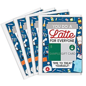Tiny Expressions – Medical Appreciation Coffee Gift Card Holders (4 Pack) | Set of 4 with Envelopes | Hospital Themed 5"x7" Gifts for Nurses, Doctors, Medical Assistants & Employees | Made in USA