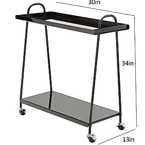 DIIYIV Bar Cart 2-Tire Mobile Serving Cart ,Wine Cart on Wheels,Black Beverage Cart for Home Acrylic Small Bar Carts