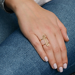 Kooljewelry 14k Yellow Gold Bar Double Band Ring (size 7)