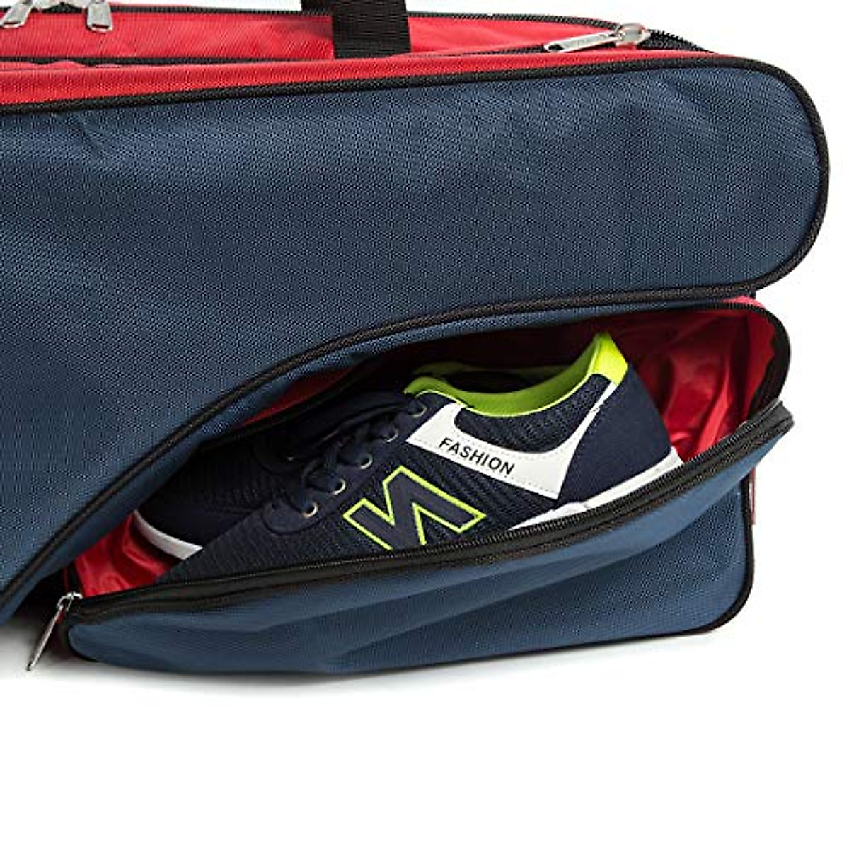 K-Cliffs Tennis Racket Bag | Deluxe Ballistic Nylon Travel Tournament Duffel | Shoe Compartment Red Blue Black