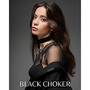 STACKABLE CREATIONS Black Choker Necklaces for Women, Wide Velvet Thick 90s Ribbon Neck Collar