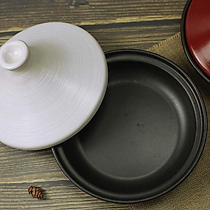 MYYINGBIN 10.2 Inches Moroccan Tagine Clay Casserole Slow Cooker Non-Porous Cone Lid Suitable for 2-5 People, Red