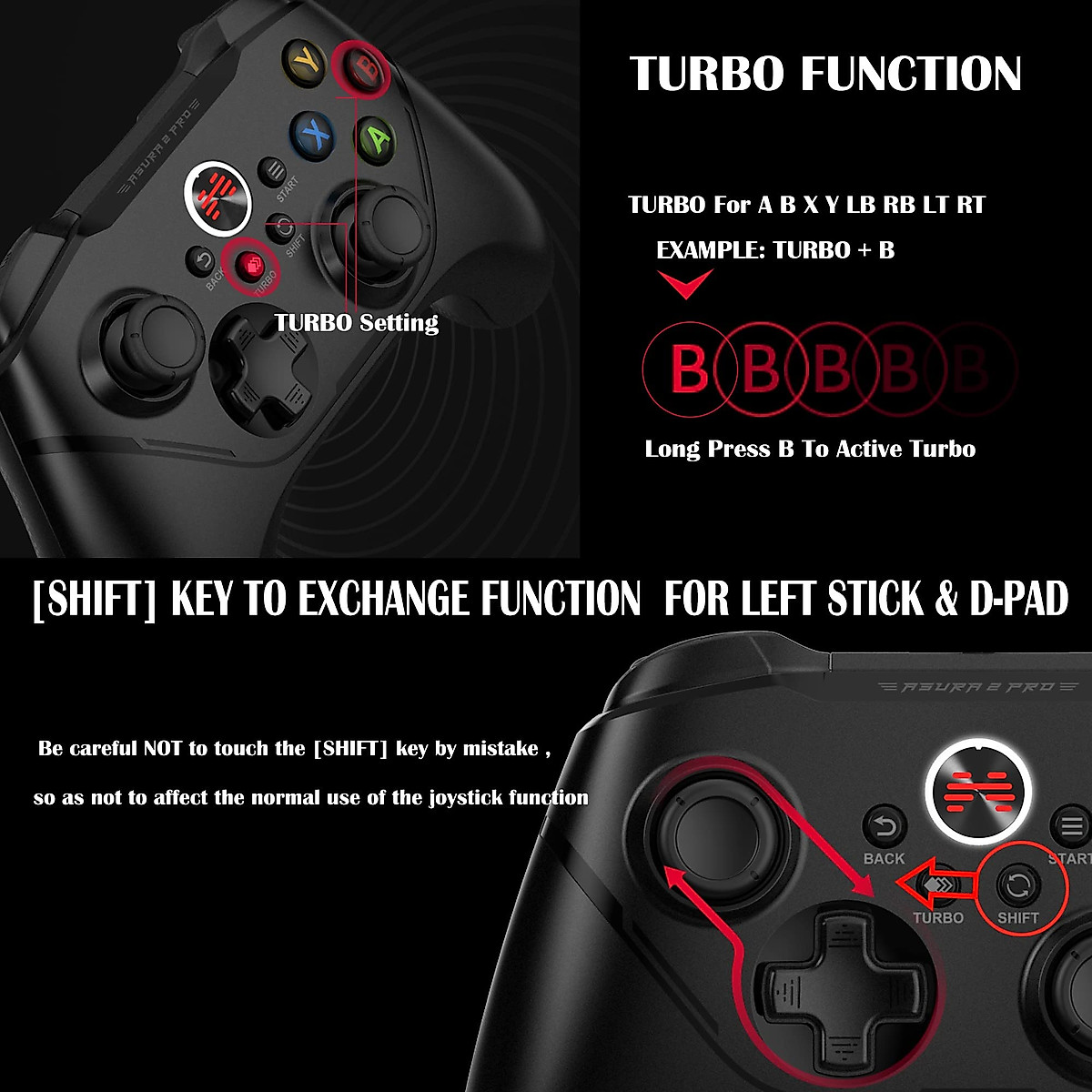BEITONG Asura 2 Pro PC Gaming Controllers 2.4G Wireless Dual Vibrate Gamepad Joystick For Windows 7 8 10 11,Android TV,Steam,Simulater,Advanced M Buttons/Hall Effect Trigger (Black)