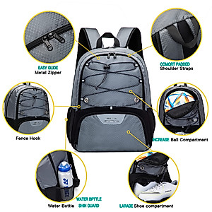 Hsmihair Youth Soccer Bag-Soccer Backpack & & Backpack for Football Volleyball Basketball with Ball Compartment and Separate Cleat Training Package