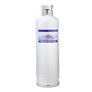 Flame King YSN100 100-Pound Steel Propane Tank Cylinder with POL Valve and Collar, White