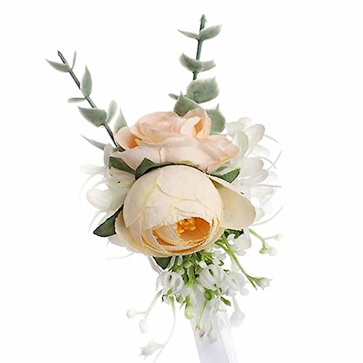 MOTUZP Rose Wrist Flower, Rose Wrist Corsage Wristlet Band Bracelet Prom Flower Wrist Corsages for Wedding(#2)