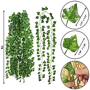 Zuvas 36 Pcs 252Ft Vines - Fake Vines Leaves, Artificial Ivy Garland, Hanging Vines - Vine Plants with Cable Tie - Fake Ivy for Wedding Party Garden Greenery Decor Outdoor Indoor Wall Decoration