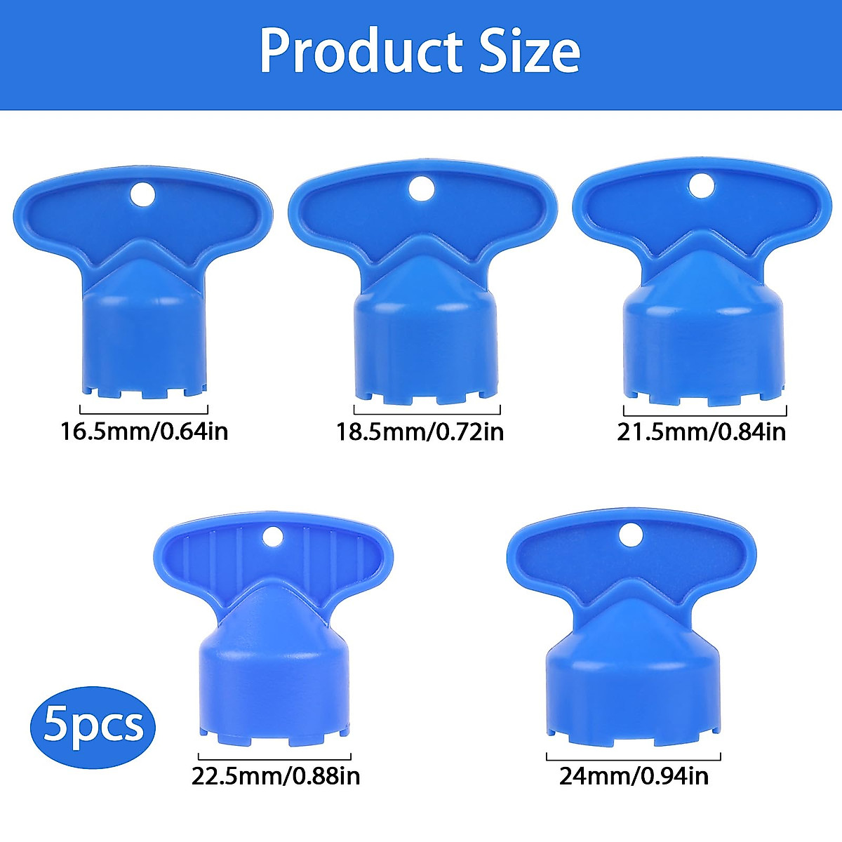 5 PCS Faucet Aerator Key Removal Wrench Tool Replacement Cache Aerators Removal Tool with 5 Sizes M16.5, M18.5, M21.5, M22.5, M24, Faucet Aerator Removal Tool for Bathroom Kitchen Sink