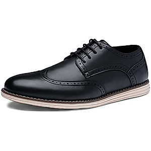 Vostey Men's Dress Shoes Black Casual Dress Shoes for Men Wingtip Oxford Shoes Business Dress Shoes (BMY617A Black 10.5)