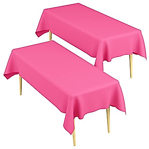 Table Cloth Rectangle Table 2 Pack Hot Pink Table Cloth Plastic Table Cloth Disposable Table Cloths for Parties Hot Pink Tablecloth Disposable Tablecloths 54 x 108 Inch Decorative Plastic Table Covers