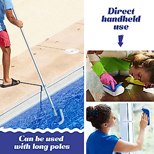 Corner and Step Pool Round Brush, Pool Step and Corner Brush, 180 Degree Rotation Handle Scrub Brush for Ground Swimming Pools, Spas, Hot Tubs, 1-1/4 Pole Connection (1 Piece)