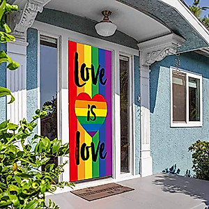 Rainbow Gay Pride Door Cover Banner Flag - Love Is Love Pride LGBT Gay Lesbian Bisexuals Door Banner Flags Outdoor Party Decorations