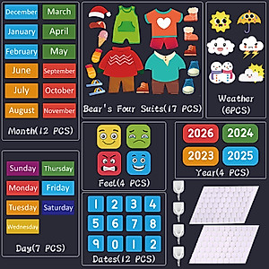 My First Daily Calendar-Preschool Classroom Must Haves, Circle Time Learning Center, Days of the Week Chart for Toddlers Learning, Classroom Calendar for Kids, 3.3Ft Felt Board for Toddlers