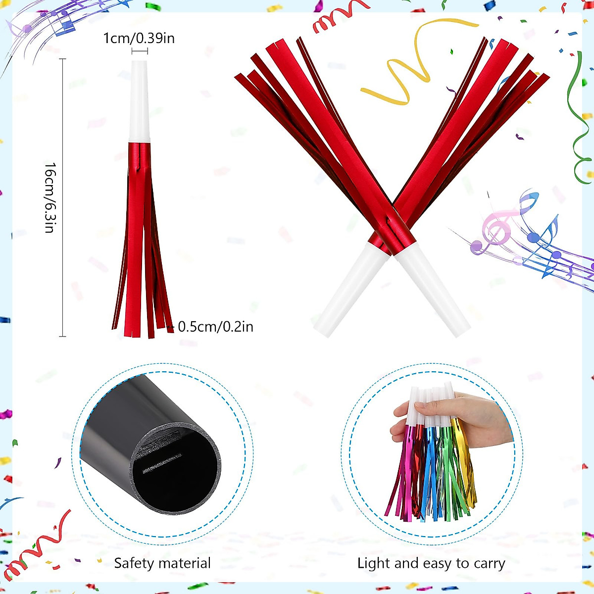 LCPQMZGH 24 Pcs Gold Noise Makers Glitter Metallic Fringed Noise Makers Horns for Baby Shower, Kids Birthday, New Year Party Favor - Multicolor