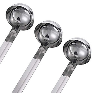 meekoo 3 Pieces Stainless Steel Ladle Soup Handle Ladle with Pouring Rim for Kitchen Cooking Soup Sauce (1 oz)