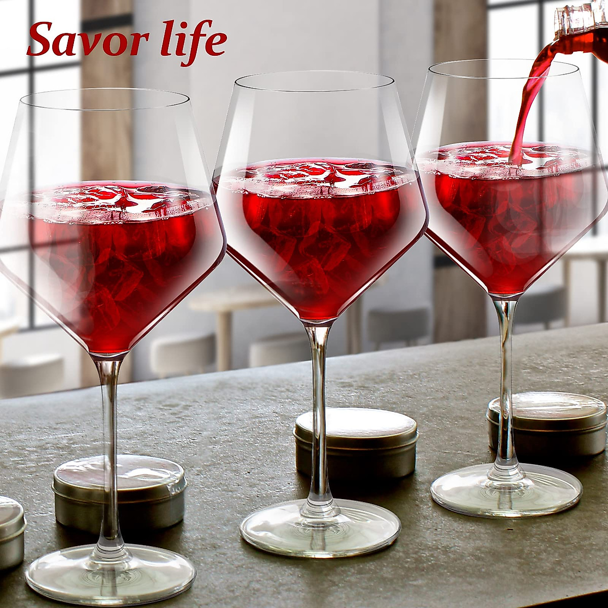 ennogyoson Red Wine Glasses Set of 4,Large Crystal White Wine Glass, Christmas Durable Modern Beautiful Stemmed Wine Glasses,Transparent Stylish Pretty Wine Glass