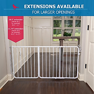 Cardinal Gates MG15 Auto-Lock Baby Gate - Adjustable Indoor Dog Gate - Aluminum Safety Gate for Kids & Pets - 26.5 to 40.5 Inches Wide - White