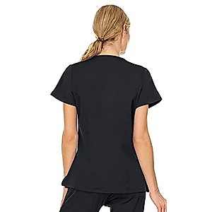 Mini Marilyn Stretch V-Neck Three Pocket Scrub Top with 4-Way Stretch, Black, L