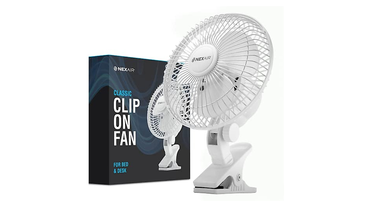 NEXAIR 6-Inch Clip-On Fan with 360° Rotation and Dual Speeds
