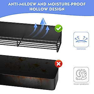 Mirfane 4 Pack Magnetic Spice Rack - Movable Magnetic Spice Rack for Refridgerator, Magnetic Shelf for Spice Storage, Space Saver for Refrigerator and Microwave Oven, Metal Black