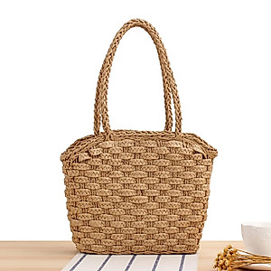 Straw Beach Bag for Women Summer Woven Tote Bag Rattan Hobo Bohemian Vacation Bags Waterproof Sandproof (beige)