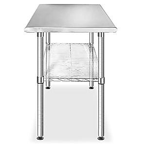 GRIDMANN Stainless Steel Commercial Work Table with Wire Shelf, NSF-Certified, 49 x 24 Inch